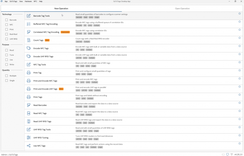 Desktop App Operations - GoToTags - NFC, UHF RFID and Barcode Software ...